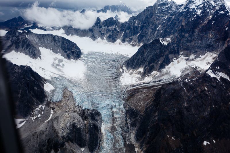 Aerial View Of Crevasse Of Glacier Stock Image - Image of detail ...