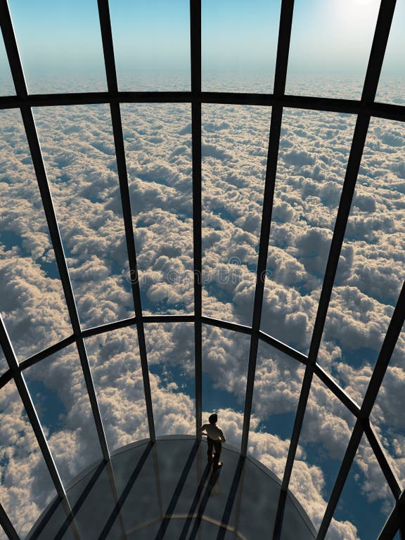 Aerial View from the Glass Cage Stock Photo - Image of office, clouds ...