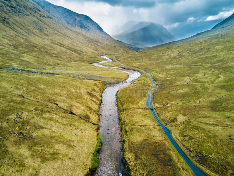 Aerial view of Glen Etive stock photo. Image of aerial - 92748852