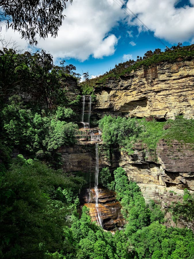 Aerial View of Glorious Waterfall Surrounded by Dense Trees Stock Image ...
