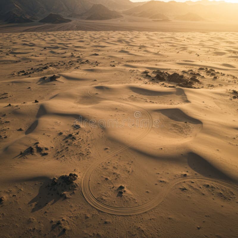 Aerial View of Golden Desert Dunes at Sunset Stock Illustration ...