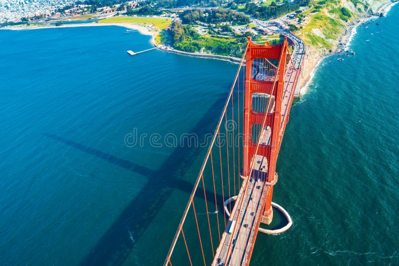 Aerial View of the Golden Gate Bridge in San Francisco Stock Photo ...