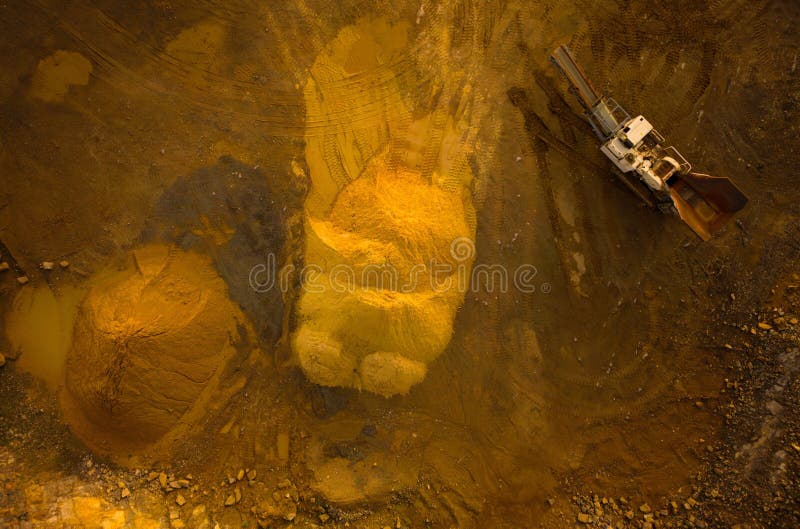 Aerial View of Golden Rock Formations in a Mine. Stock Photo - Image of ...
