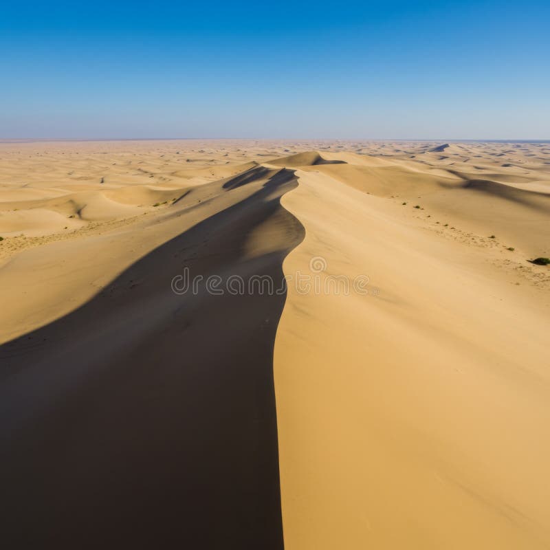 Aerial View of Golden Sand Dunes in a Desert Stock Image - Image of ...