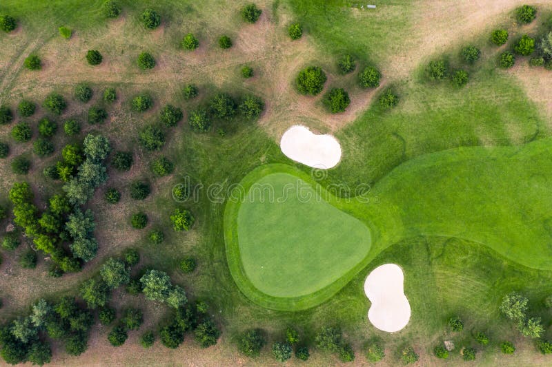 Aerial View of Golf Course. Drone or Helicopter View of Green Field ...
