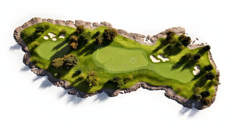 Aerial View of a Golf Course with Flag Stock Illustration ...