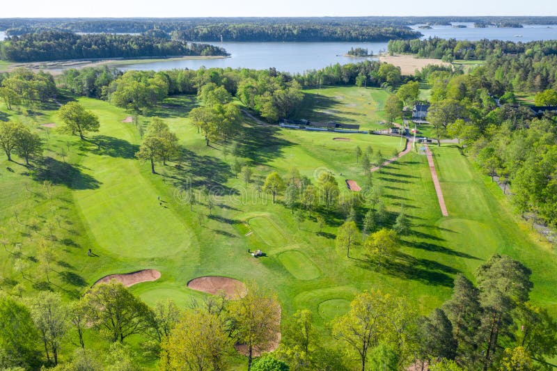 Aerial View of Golf Course in Summer Stock Image - Image of golfing ...