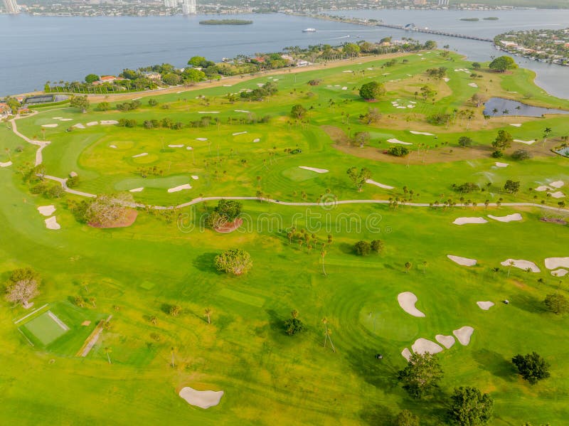 Aerial View Golf Course on Water Stock Photo - Image of vibrant, water ...