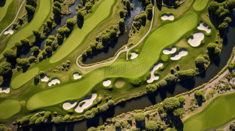 Aerial View of Golf Field.AI Generated Image Stock Photo - Image of ...