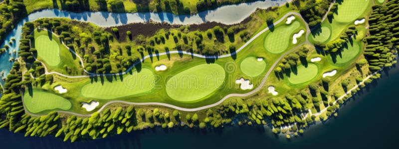 Aerial View of Golf Field.AI Generated Image Stock Photo - Image of ...