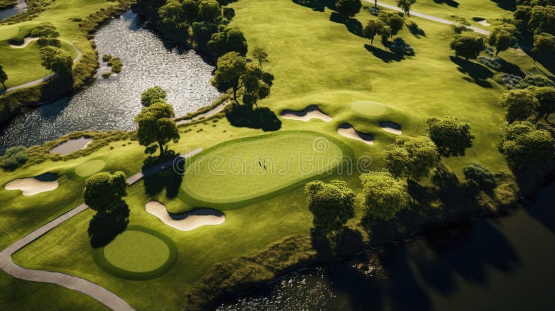 Aerial View of Golf Field.AI Generated Image Stock Image - Image of ...