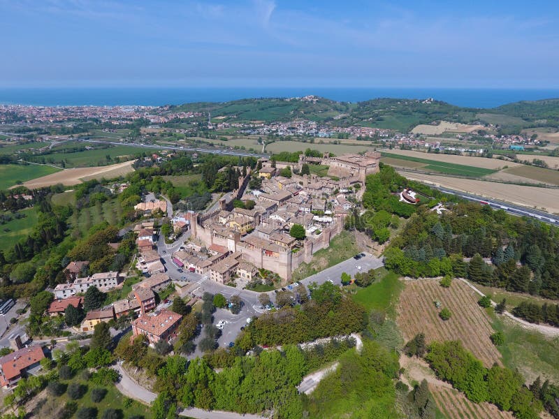 Aerial View of Gradara Castle on Marche Stock Photo - Image of castle ...