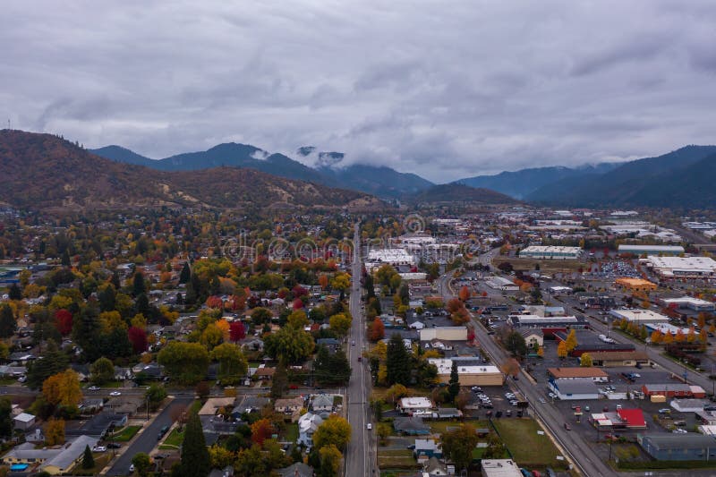 Aerial View of Grants Pass Oregon in Autumn. Stock Photo - Image of ...