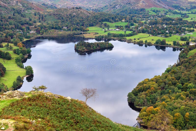 Aerial View of Grasmere in Aut Stock Image - Image of travel, aerial ...