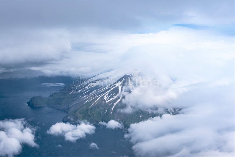 Aerial View of the Great Sitka Island with Its Stratovolcano Behind the ...