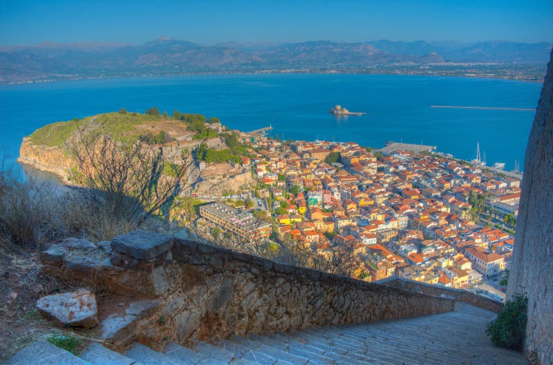 Aerial View of Greek Town Nafplio Stock Image - Image of travel ...