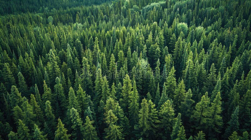 Aerial View of a Green Boreal Forest Stock Illustration - Illustration ...