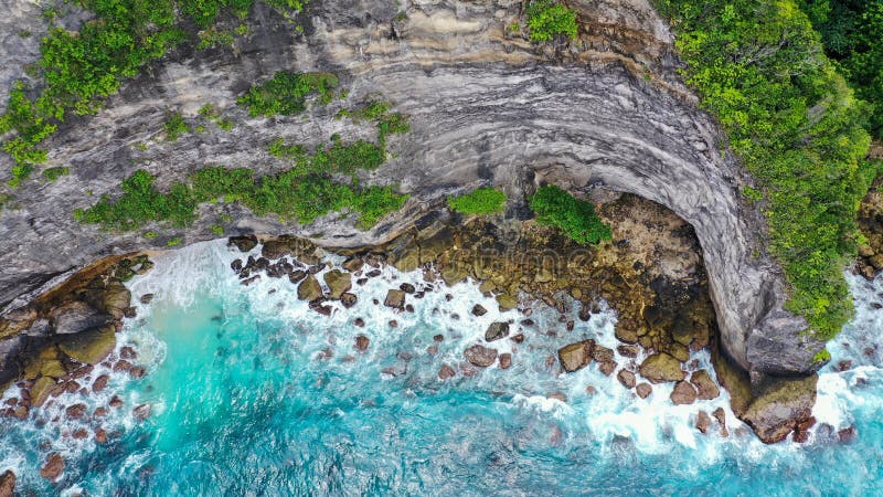 Aerial View of Green Cliffs and the Blue Sea Stock Photo - Image of ...