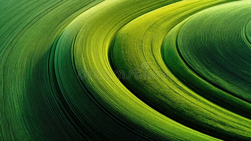 Aerial View of Green Fields with Curves, Creating a Mesmerizing ...
