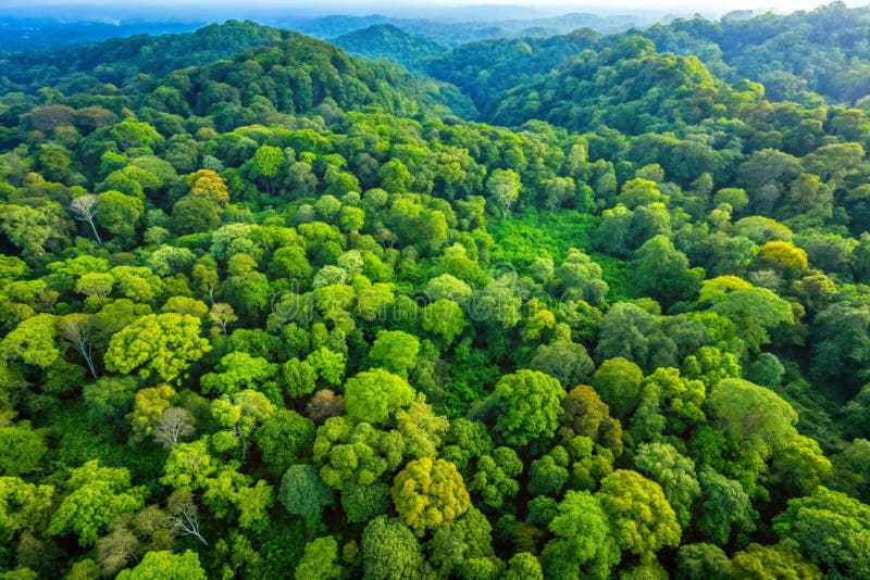 Aerial View of Green Forest and Rainforest Ecosystem Stock Illustration ...