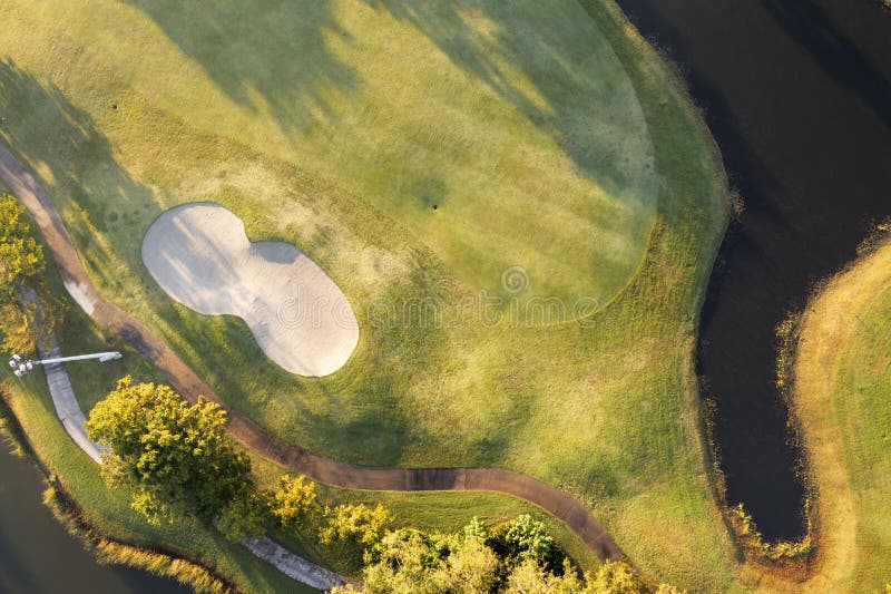 Aerial View Green Golf Course in the Morning. Stock Image - Image of ...