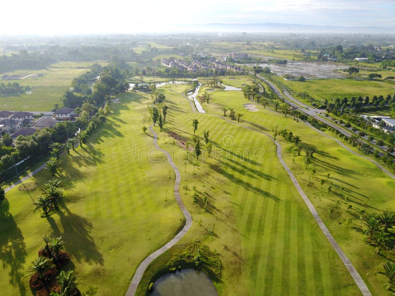 Aerial View of the Green Golf Course in Thailand. Stock Photo - Image ...