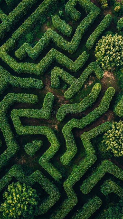 Aerial View Lush Green Hedge Maze Intricate Pathways Stock Photos ...