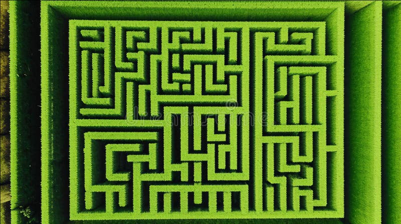 Aerial View of a Green Hedge Maze Stock Illustration - Illustration of ...