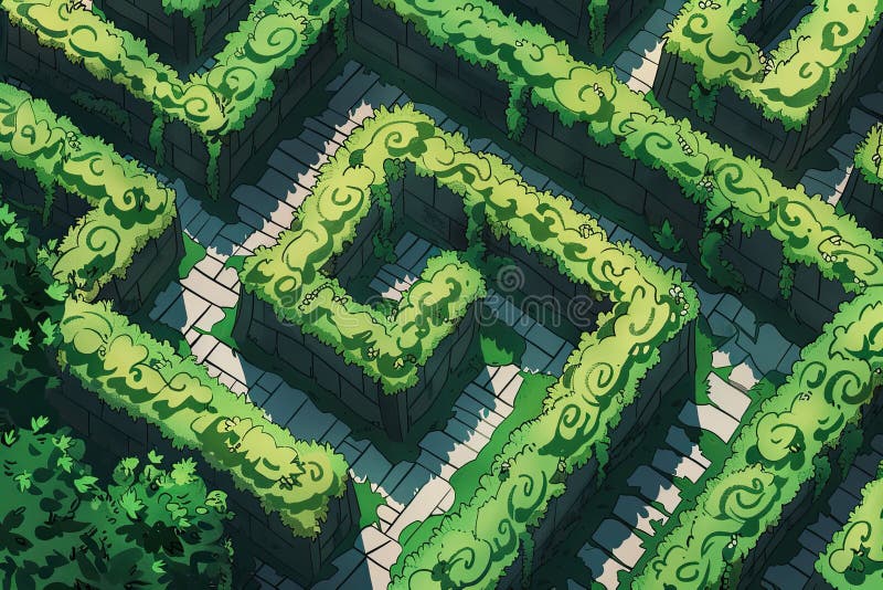 Aerial View of a Green Maze Stock Illustration - Illustration of ...