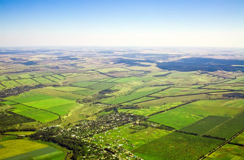 Aerial View of a Green Rural Area Stock Photo - Image of field ...