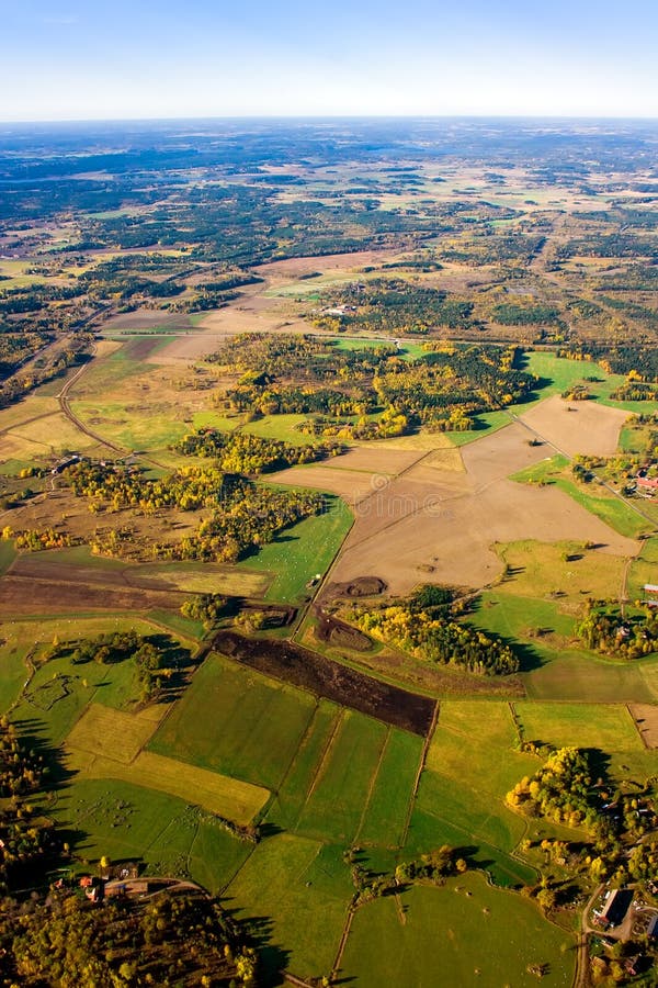 Aerial View of a Green Rural Area Stock Photo - Image of field ...