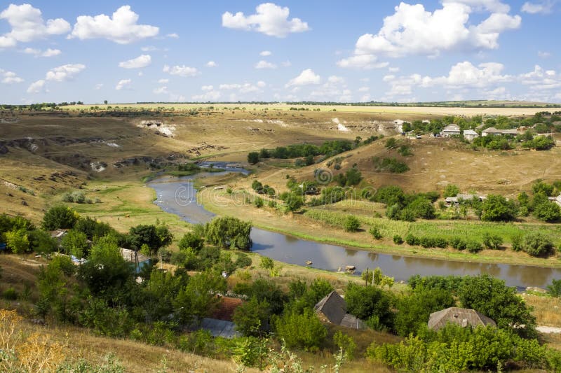 Aerial View of a Green Rural Area Under Blue Sky Stock Photo - Image of ...
