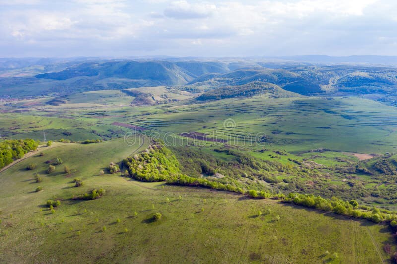 Aerial View of a Green Wild Pasture in the Spring Stock Image - Image ...