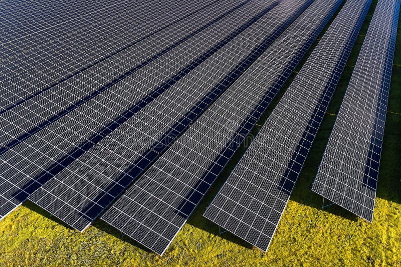 Aerial View on Group of Photovoltaic Panel on Field Stock Image - Image ...