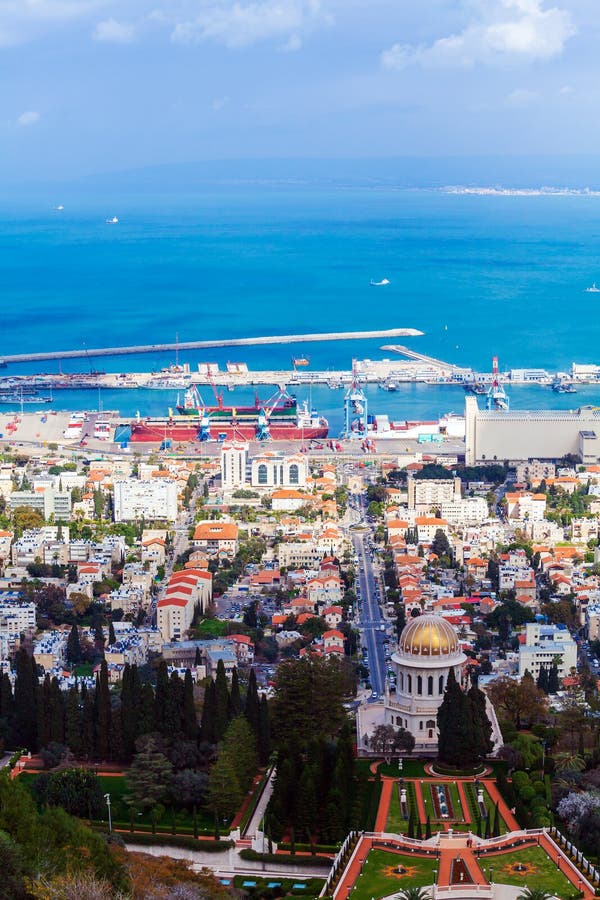 Aerial View of Haifa city stock photo. Image of building - 126470044