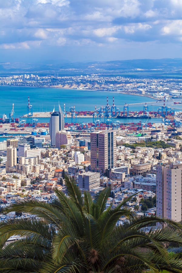 Aerial View of Haifa city stock image. Image of outdoor - 77919357