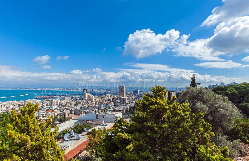 Aerial View of Haifa city stock image. Image of green - 77919711