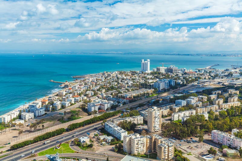 Aerial View of Haifa city stock image. Image of port - 77919803