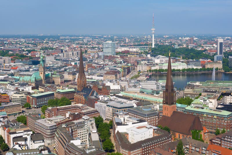 Aerial view of Hamburg stock image. Image of german, spring - 33358139