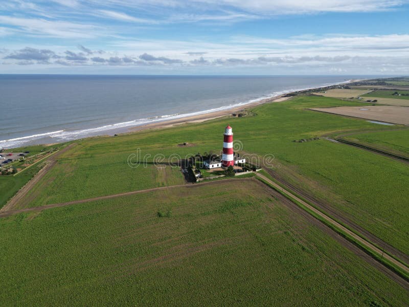 Aerial View of Happisburgh Lighthouse by the Sea in England Stock Photo ...