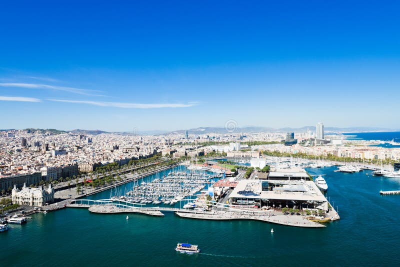 Aerial View of the Harbor District in Barcelona Stock Image - Image of ...