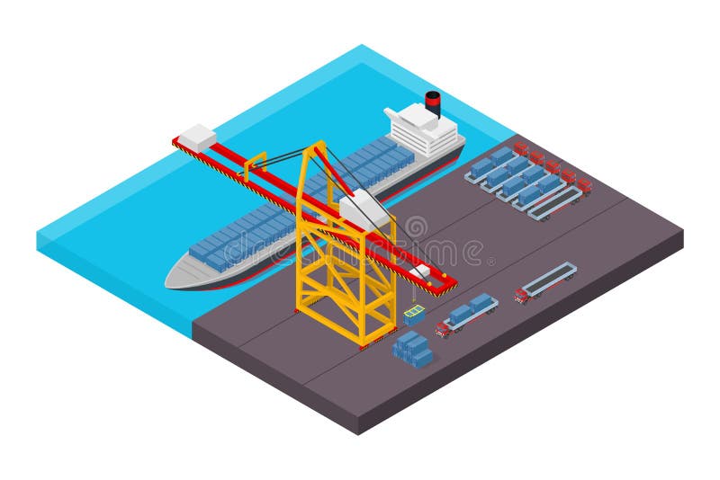 Container-Terminal stock vector. Illustration of harbor - 18078228