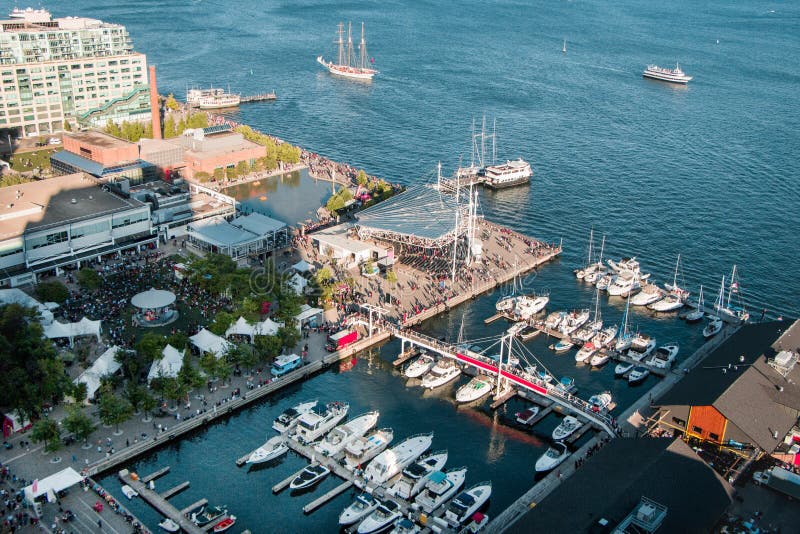 Aerial View of Harbourfront Centre Stock Image - Image of lights, quay ...