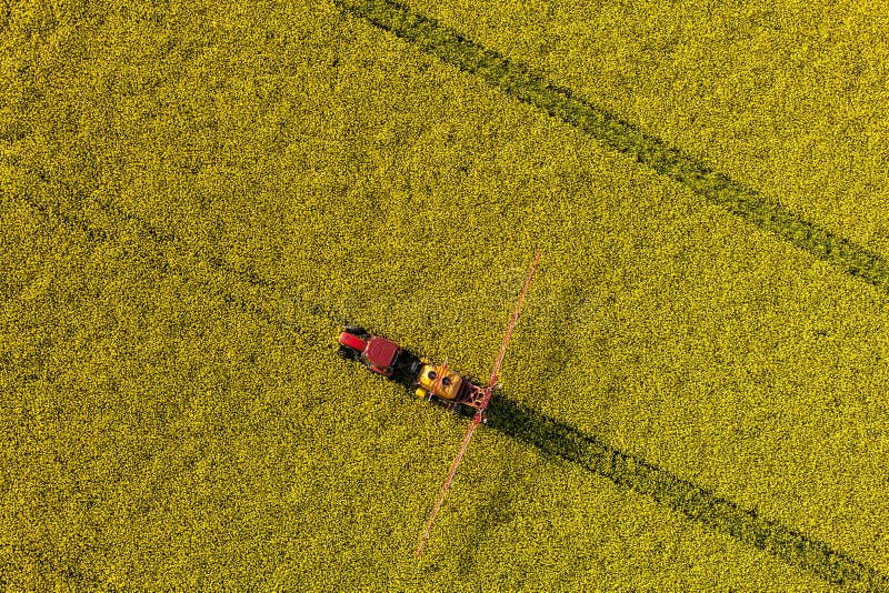 Aerial View of Harvest Fields with Tractor Stock Image - Image of ...