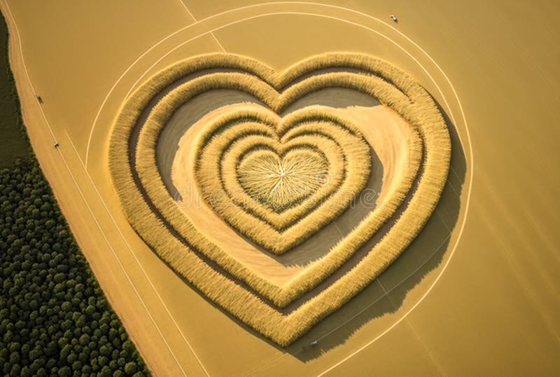 Heart Shaped Crop Circles - Generative AI Stock Image - Image of ...