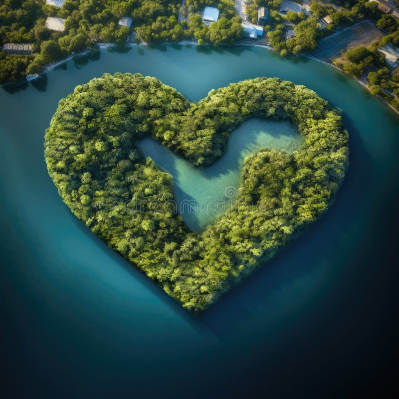 Aerial View of the Heart Shaped Island Stock Illustration ...