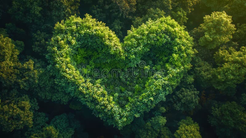 Aerial View of a Heart-shaped Patch of Vibrant Green Foliage Stock ...