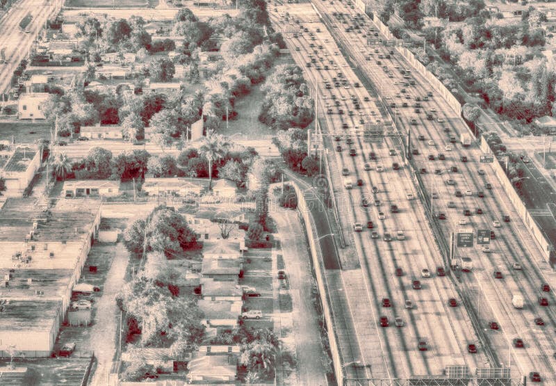 Aerial View of Heavy Interstate Traffic Stock Image - Image of travel ...