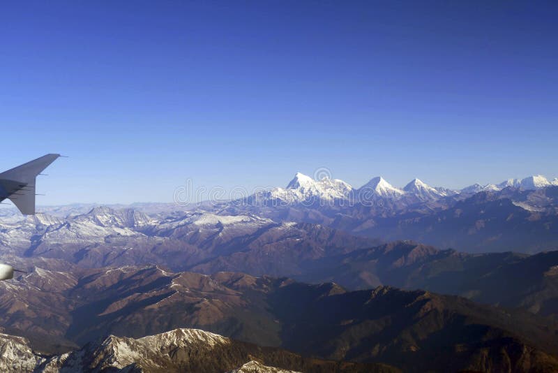 Aerial View of High Peaks of the Himalayan Stock Image - Image of steep ...