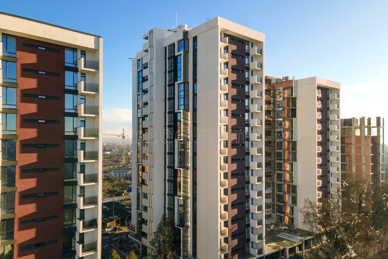 Aerial View of High Residential Apartment Building Under Construction ...